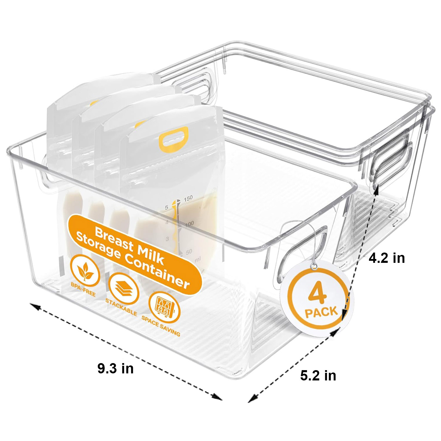 Priver Space-Saving Breast Milk Freezer Bins & Containers