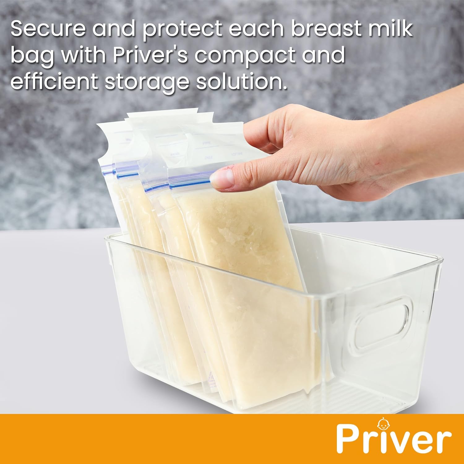 Priver Space-Saving Breast Milk Freezer Bins & Containers