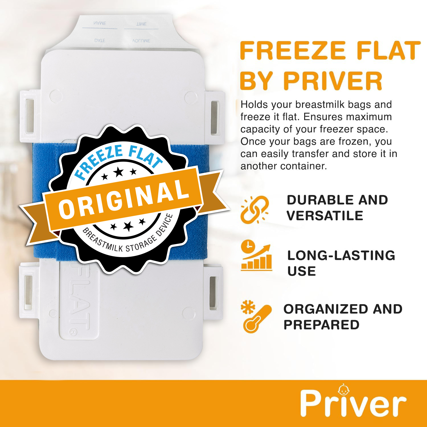 Freeze Flat™ by Priver: Breast Milk Freezer Organizer